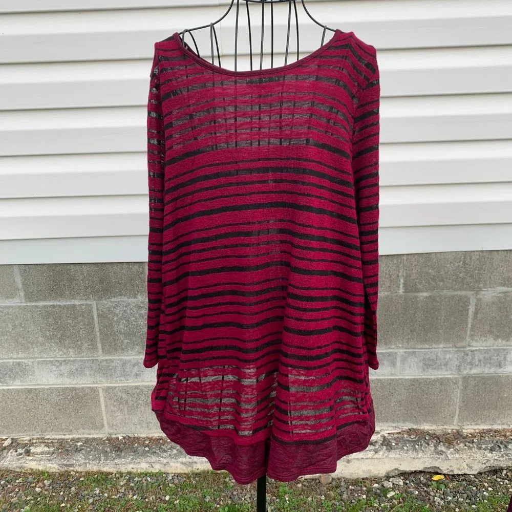 Forever 21 | Tops | Forever 2 Plus Ladies Xl Burgandy Black Striped ...